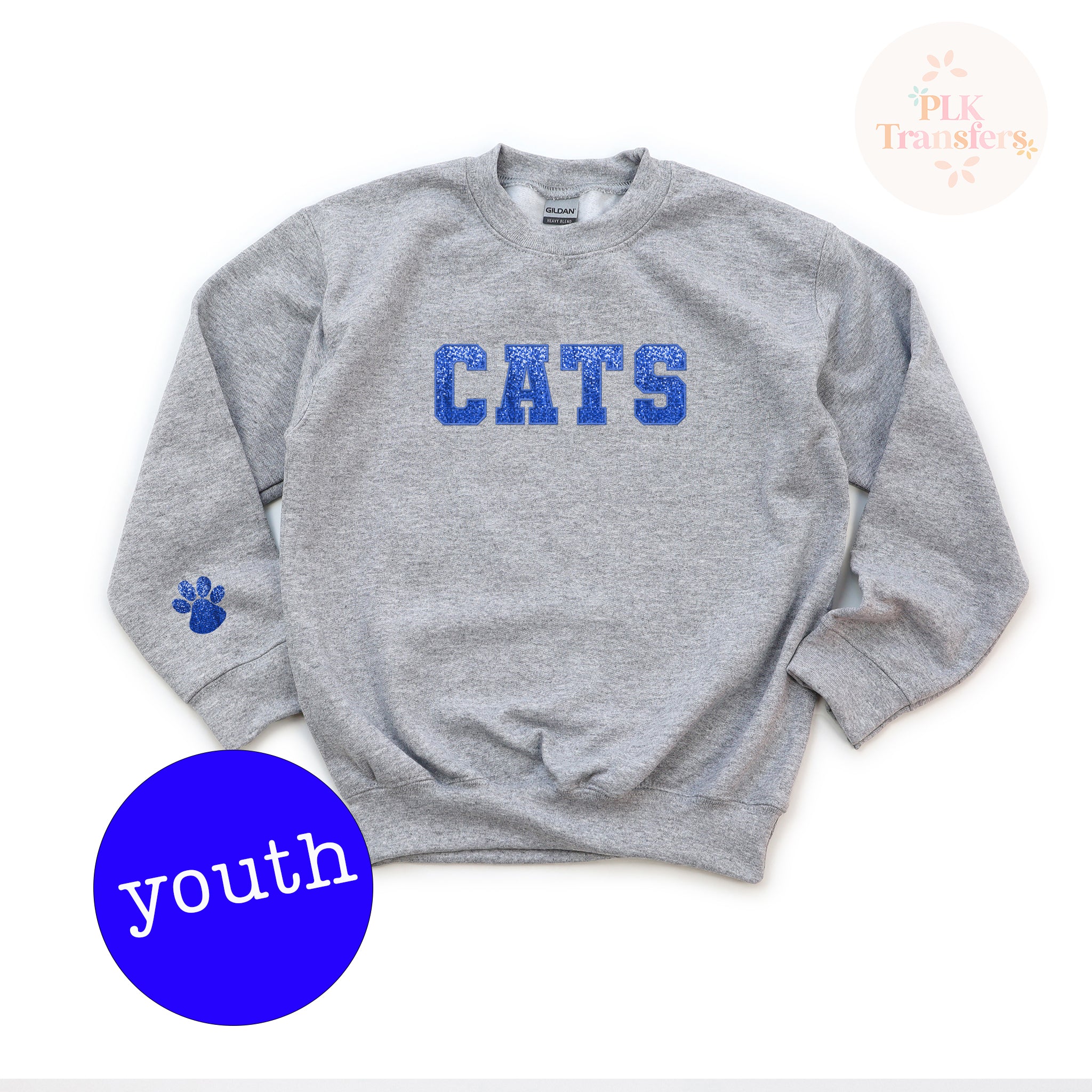 YOUTH, CATS Sequin (with optional sequin paw sleeve print) | Matte Cle ...