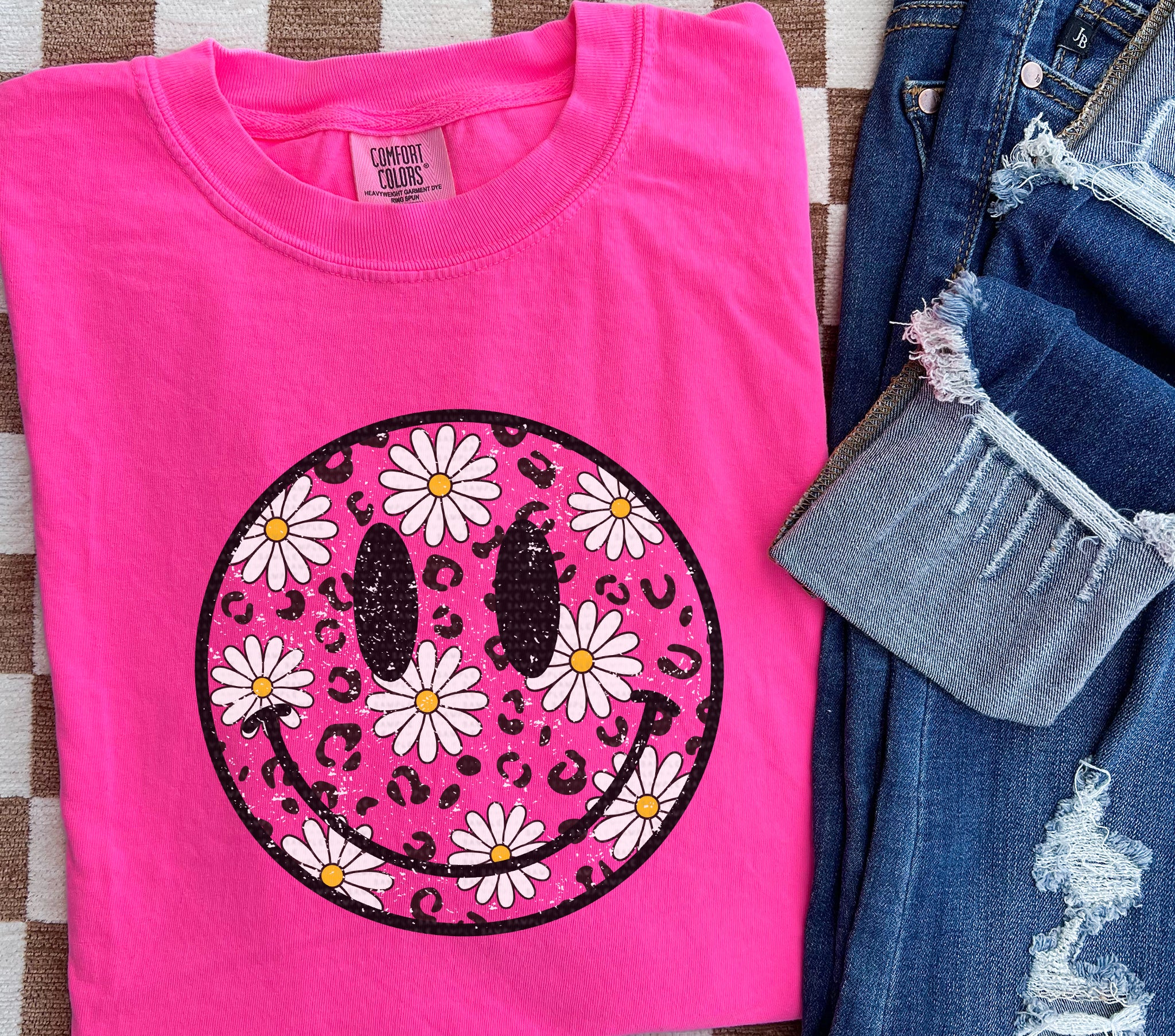 Distressed Daisy Face | DTF Print - COOL PEEL | – PLK Transfers