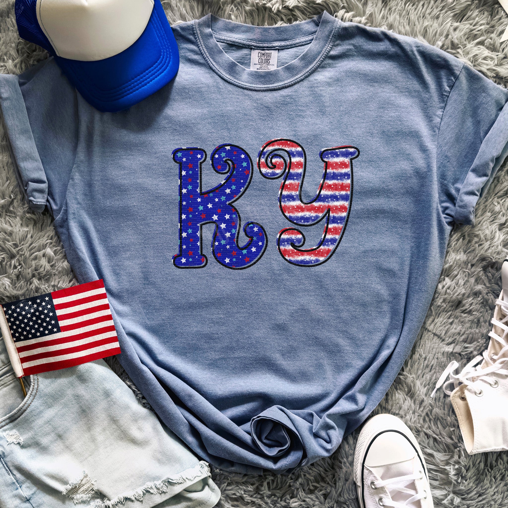 Kentucky, KY, 4th of July, Blue K, Red&White Y | DTF Print - COOL PEEL ...
